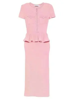 SELF-PORTRAIT Peplum Midi Dress - Pink