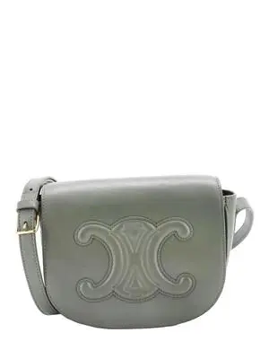 Celine Cuir Triomphe Folco Leather Crossbody Bag - Green