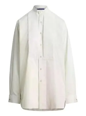 Ralph Lauren Pleated Bib Kirstin Cotton Shirt - White