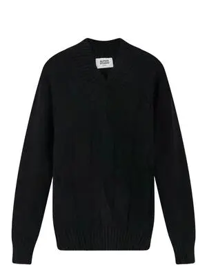Alpha Industries V-neck Cable Knit Sweater - Black