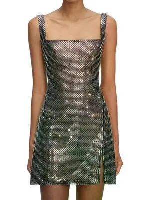 SELF-PORTRAIT Rhinestone-embellished Mini Dress - Black