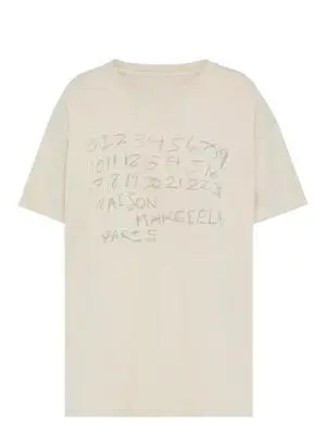 MAISON MARGIELA Numbers-print Round-neck T-shirt - Neutrals