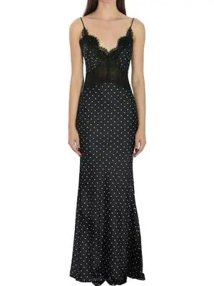 SELF-PORTRAIT Polka-dot Lace Maxi Dress - Black