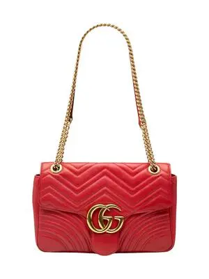 Gucci Large Gg Marmont Matelassé Leather Shoulder Bag - Red