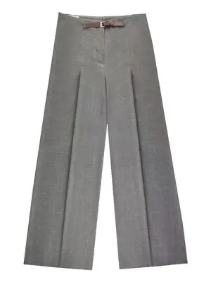 SLOWEAR Buckle-strap Wide-leg Trousers - Grey