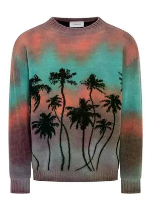 LANEUS Crew-neck Long Sleeve Sweater - Blue