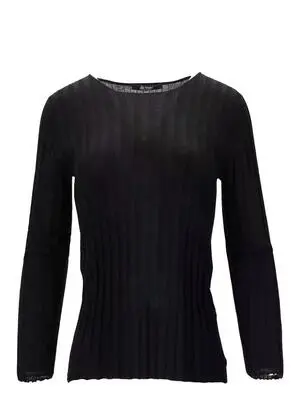LA ROSE Ribbed Long-sleeve Sweater - Black