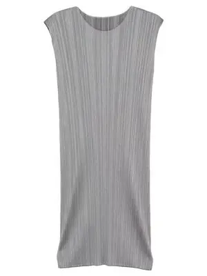 Issey Miyake Pleated Sleeveless Midi Dress - Grey