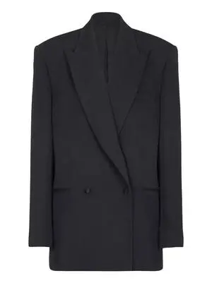 Balmain Grain-de-poudre Double-breasted Blazer - Black