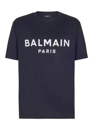 Balmain Printed Cotton T-shirt - Blue