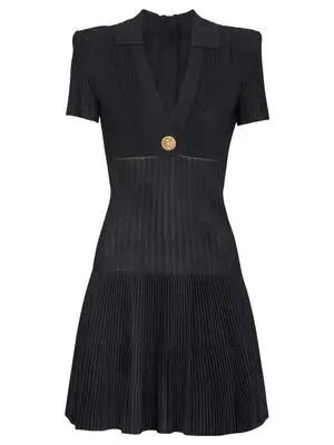 Balmain Button-embellished Knitted Dress - Black