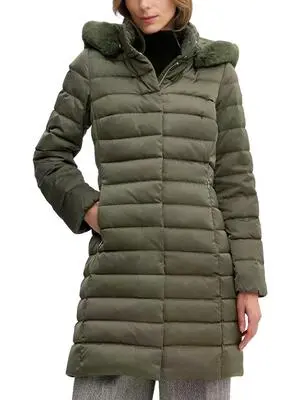 Geox Hooded Quilted Coat - Green
