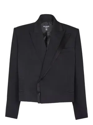 Balmain Grain De Poudre Wool Blazer - Black