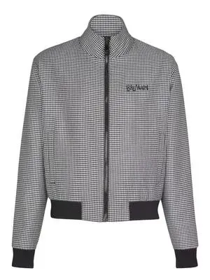 Balmain Houndstooth Zip Jacket - White