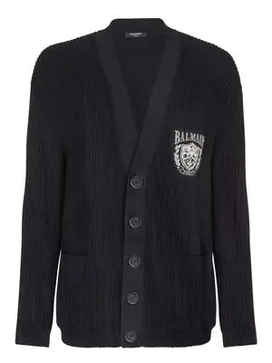 Balmain V-neck Embroidered Cardigan - Black