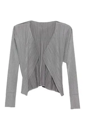 Issey Miyake Pleated Long-sleeve Cardigan - Grey