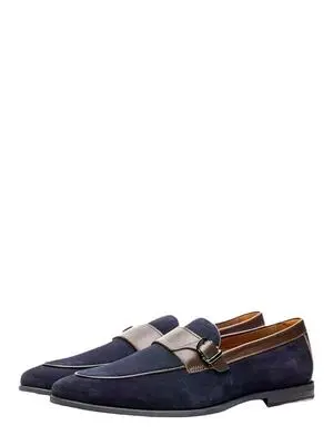 POCHE PARIS Decorative Buckle-strap Loafers - Blue