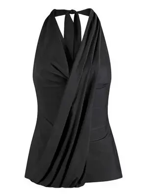 Manière De Voir Draped Halterneck Top - Black