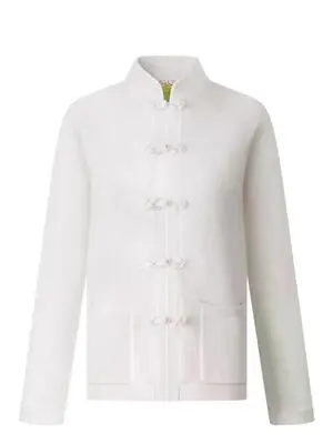Shanghai Tang Knot Button Tang Cardigan - White