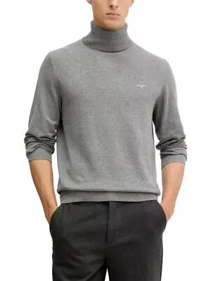 Gant Roll-neck Logo Sweater - Grey