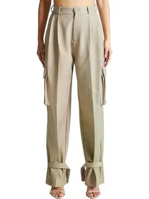 Manière De Voir Pleated Cargo Trousers - Neutrals