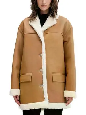 Hugo Buttoned Faux-fur Coat - Brown