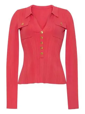 Cara Cara Belleport Ribbed Buttoned Top - Pink