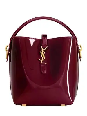 Saint Laurent Saint Laurent Mini Le 37 Patent-leather Bucket Bag Red