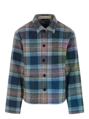 META CAMPANIA COLLECTIVE Check Wool Jacket - Blue