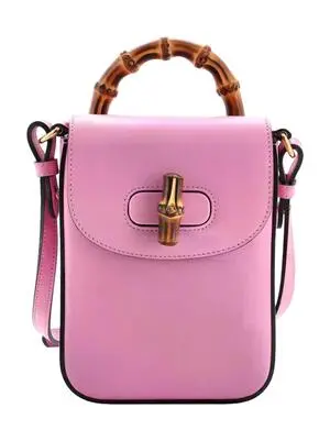 Gucci Leather Mini Backpack With Bamboo Top Handle - Pink