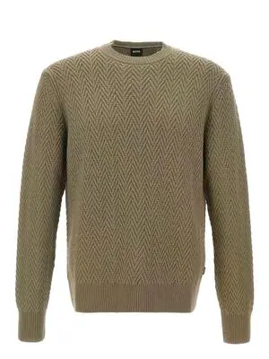 BOSS H-hitalo Herringbone Sweater - Brown