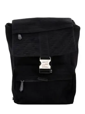 Fendi Ness Zucca Jacquard And Mesh Medium Backpack - Black