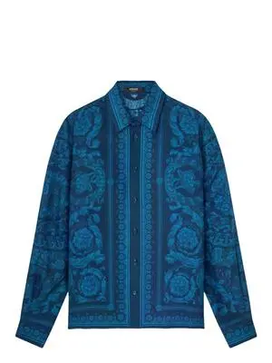 Versace Barocco-print Buttoned Shirt - Blue