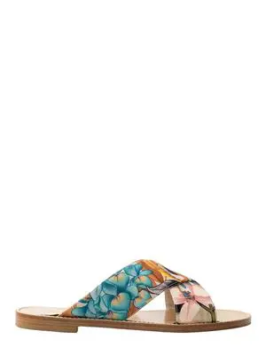 FERRAGAMO Giacky Print Flat Sandals - Blue