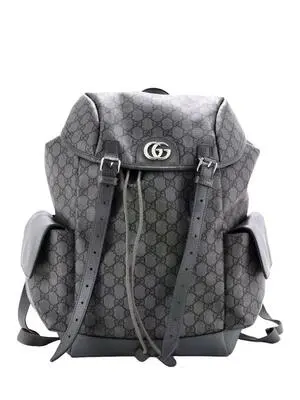 Gucci Ophidia Flap Gg Coated Canvas Medium Backpack - Grey