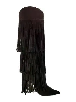 LE SILLA 120mm Andy Fringed Boots - Brown