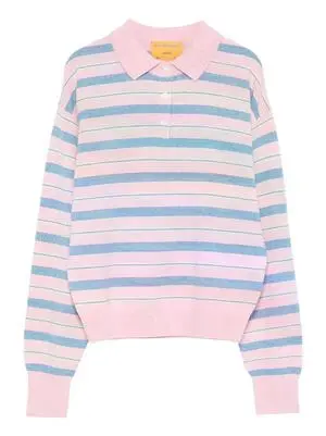 Guest In Residence Striped Polo Top - Pink