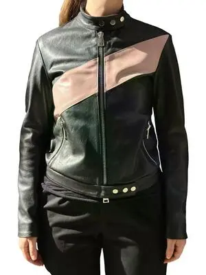 LA ROSE Zip Leather Jacket - Black