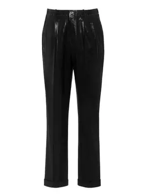 MAISON MARGIELA Coated Finish Pleated Trousers - Black