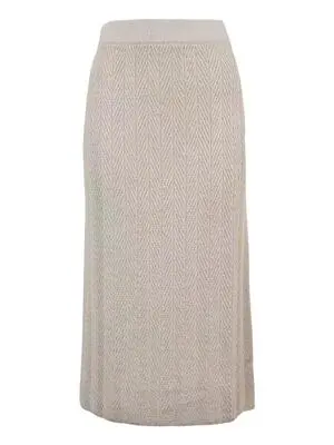 Herno Herringbone Midi Skirt - Neutrals