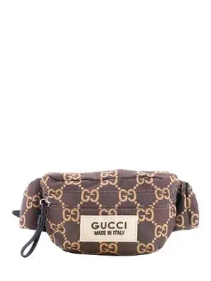 Gucci Gg Nylon And Leather Belt Bag - Brown