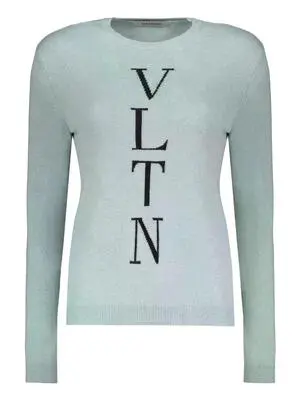 Valentino Garavani Logo-detail Crew-neck Sweater - Blue