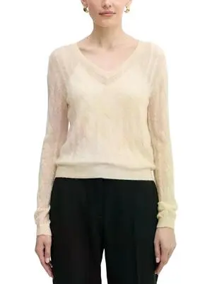 Guess V-neck Cable-knit Jumper - Neutrals