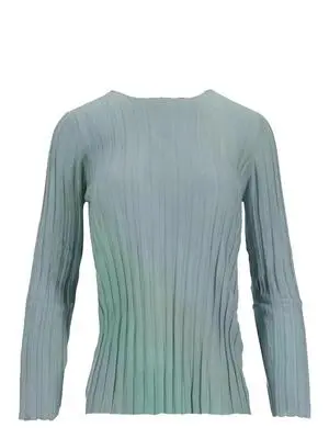 LA ROSE Ribbed Crew-neck Top - Blue