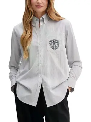 Gant Striped Embroidered Shirt - White