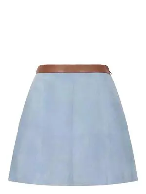 Marni Suede Midi Skirt With Nappa Waistband - Blue
