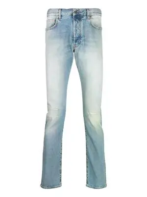 14BROS Stonewashed Straight-leg Jeans - Blue