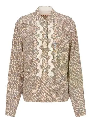 Marni Printed Ruffled Shirt - Brown