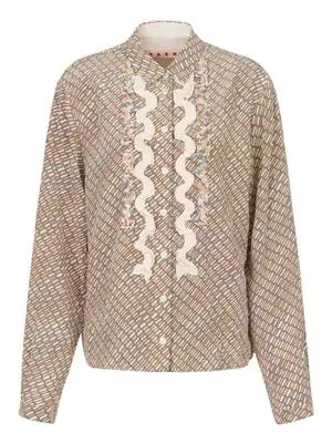 Marni Printed Silk Crêpe De Chine Shirt - Brown