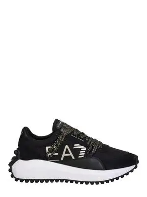 Emporio Armani Logo-print Lace-up Sneakers - Black